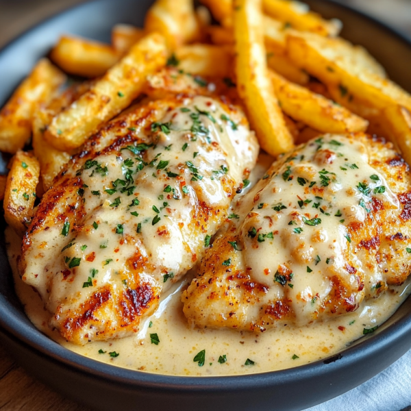 Spicy Garlic-Parmesan Chicken Fillet with Crispy Fries – Creamy, Bold ...